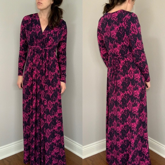 Merona | Dresses | Merona Maxi Dress Long Sleeve Tie Waist Stretchy ...